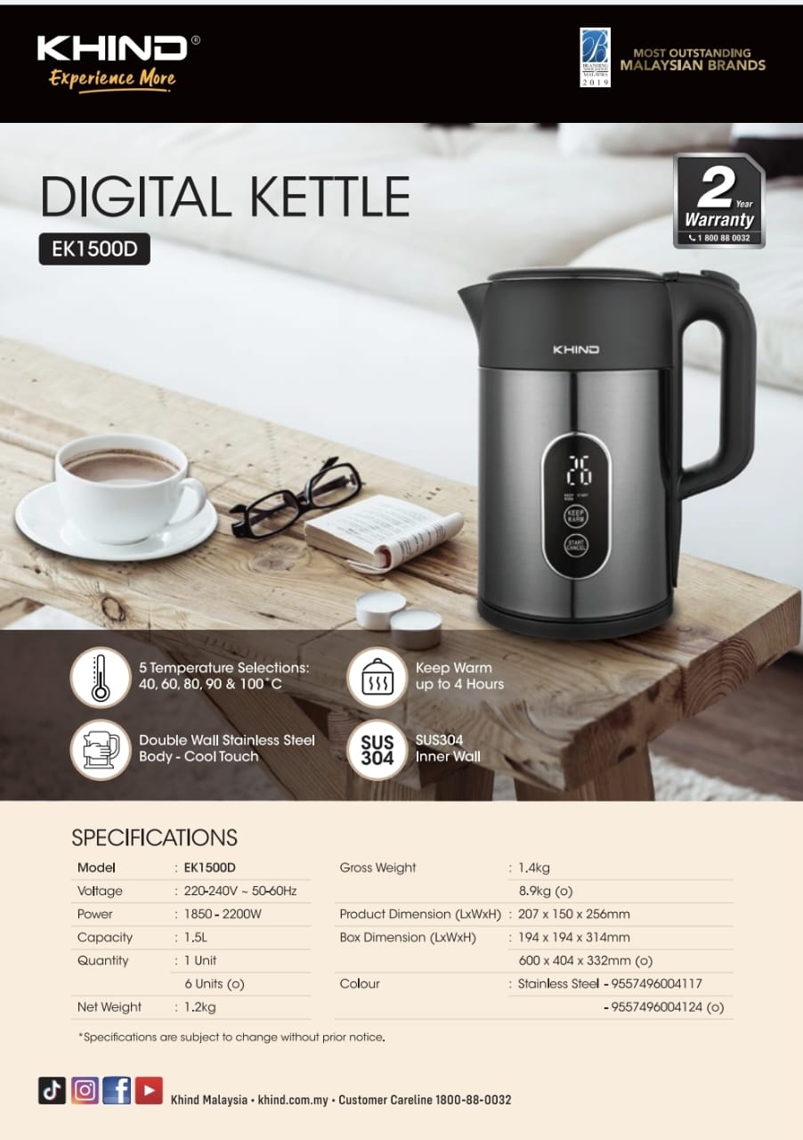 Khind Five Temperature Selection Stainless Steel Cool Touch Body ...