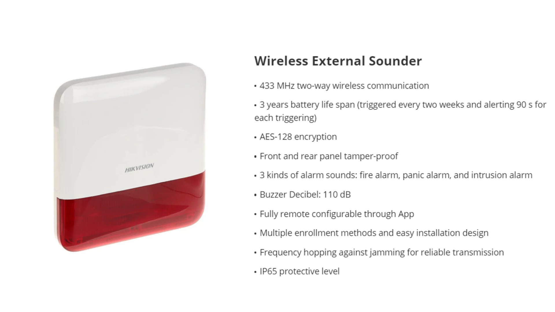 Hikvision AX Pro Wireless Outdoor Sounder with Red Strobe Light ...