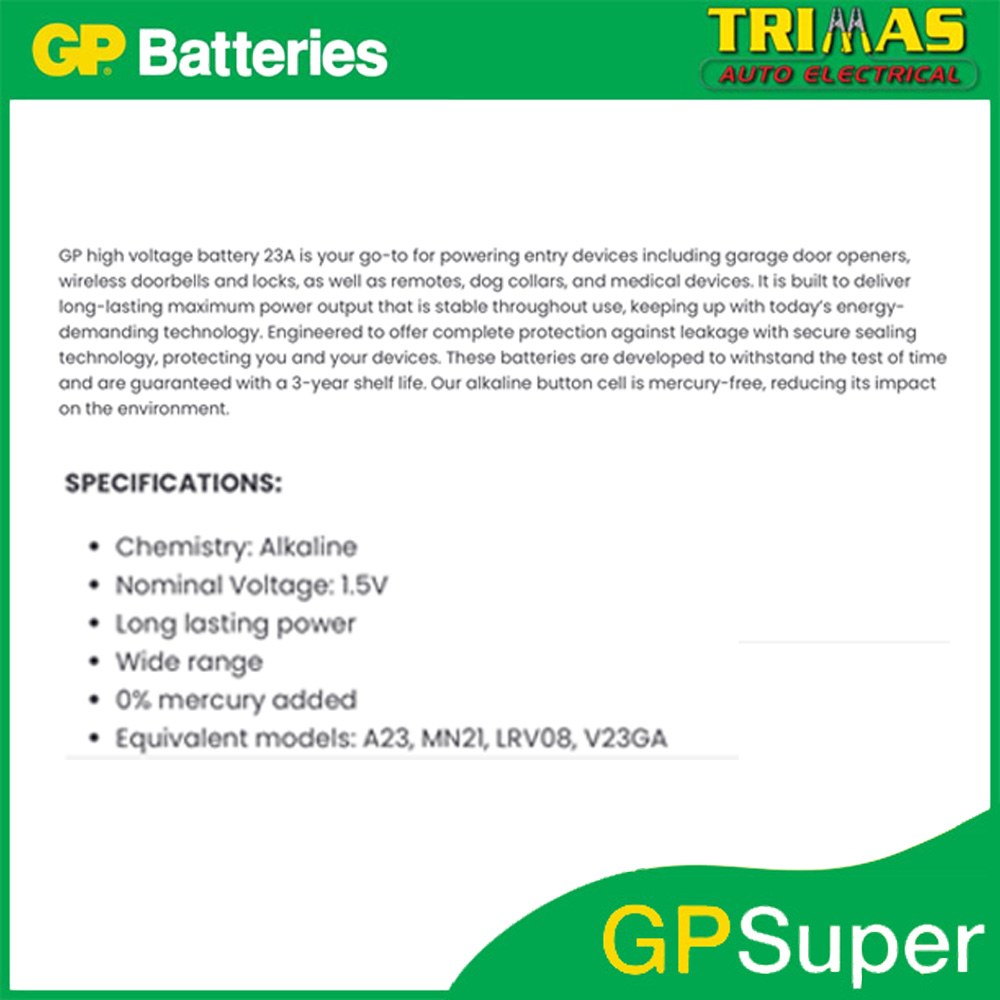 Original GP 23A Remote Control Alkaline Battery 23AE A23 (5 PCS ...