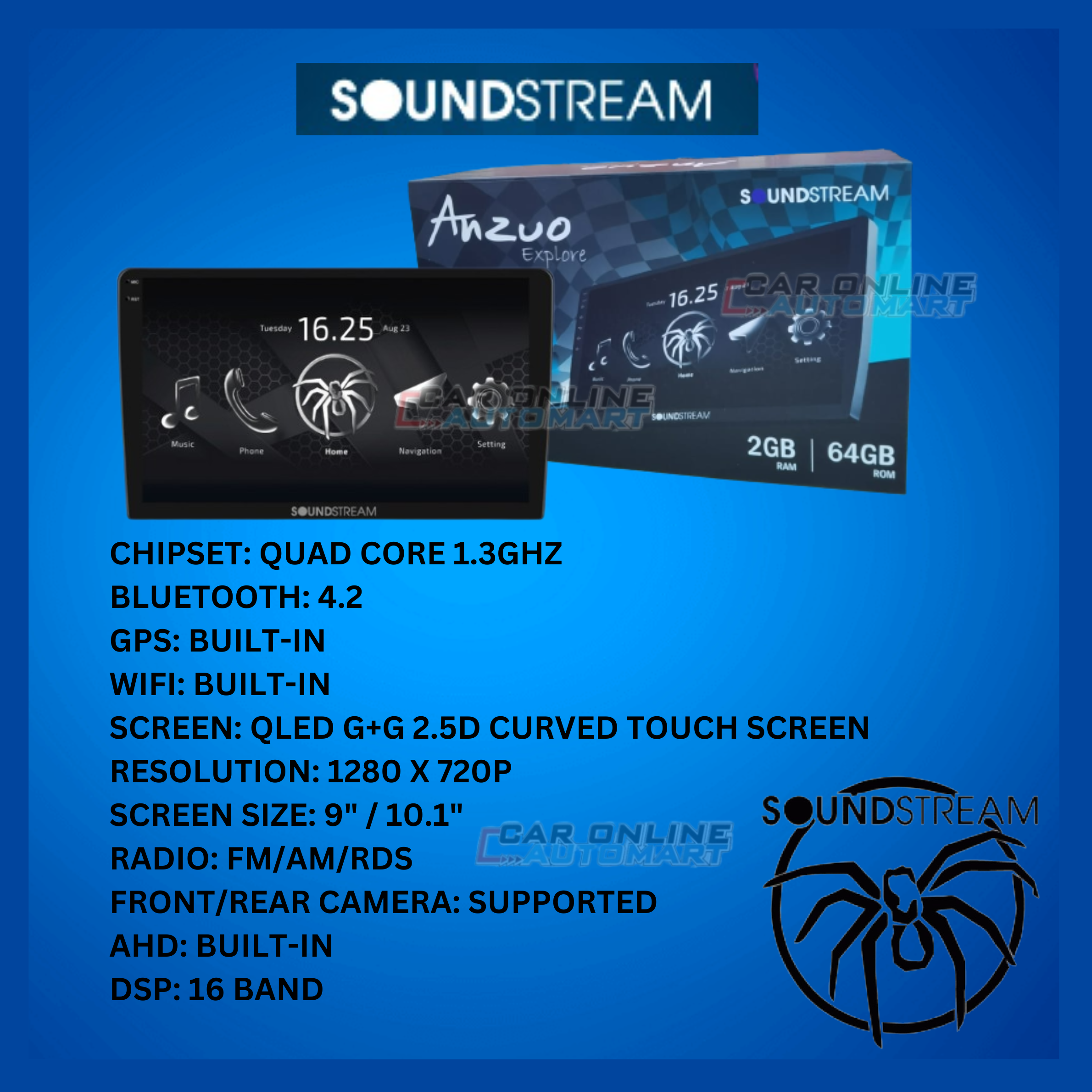 SOUNDSTREAM ANZUO EXPLORE DSP WIFI BLUETOOTH YOUTUBE Android Car Player ...