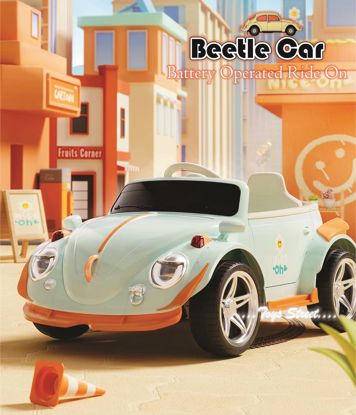 TOYS STREET KIDS BATTERY OPERATED BEETLE RIDE ON CAR WITH REMOTE ...