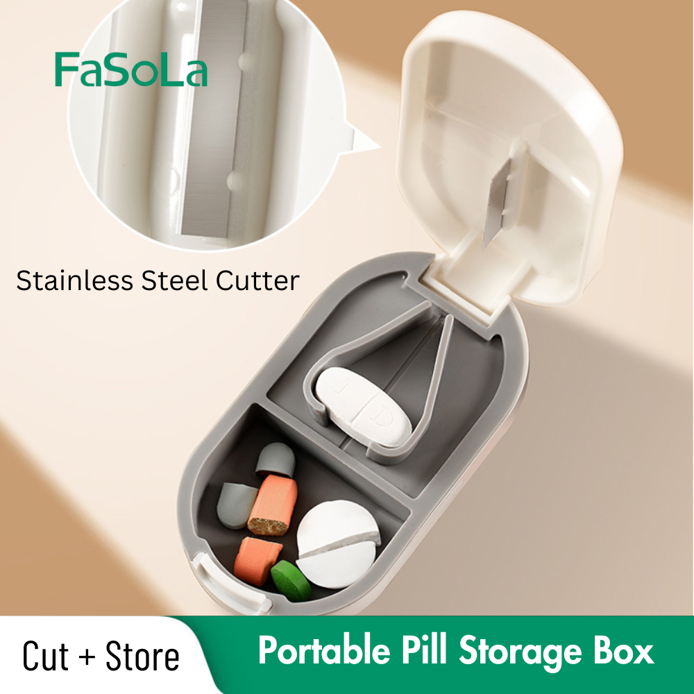 FaSoLa Pemotong Ubat & Kotak Simpanan Ubat Pemisah Tablet Pill Cutter ...