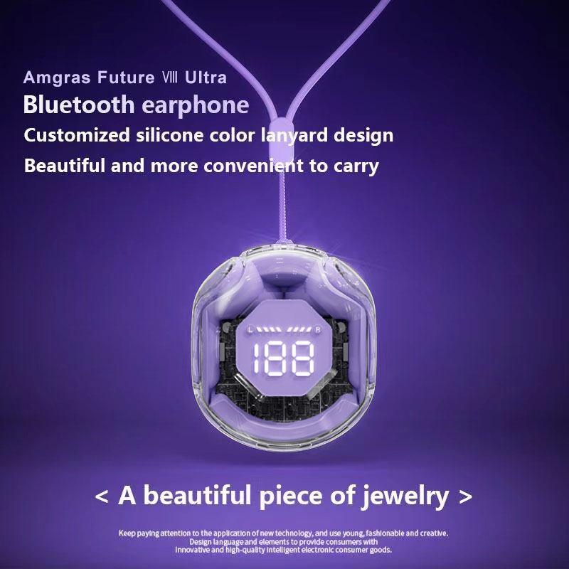 Amgras Future Ⅷ Ultra Transparent Earphone Bluetooth Earbud Gaming LED ...