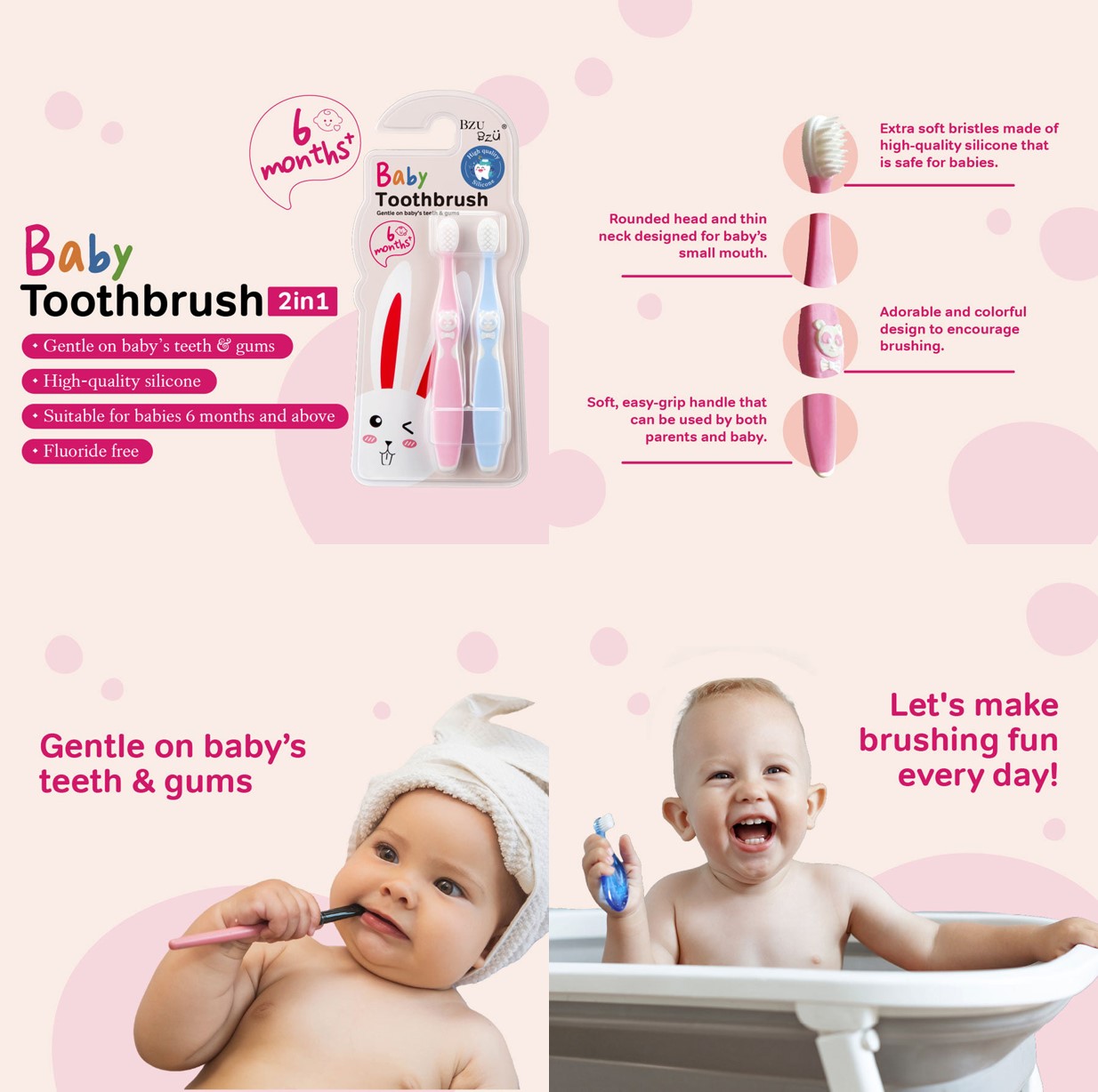Bzu Bzu Baby Toothpaste / Baby Toothbrush / Kids Toothpaste / Ultra ...