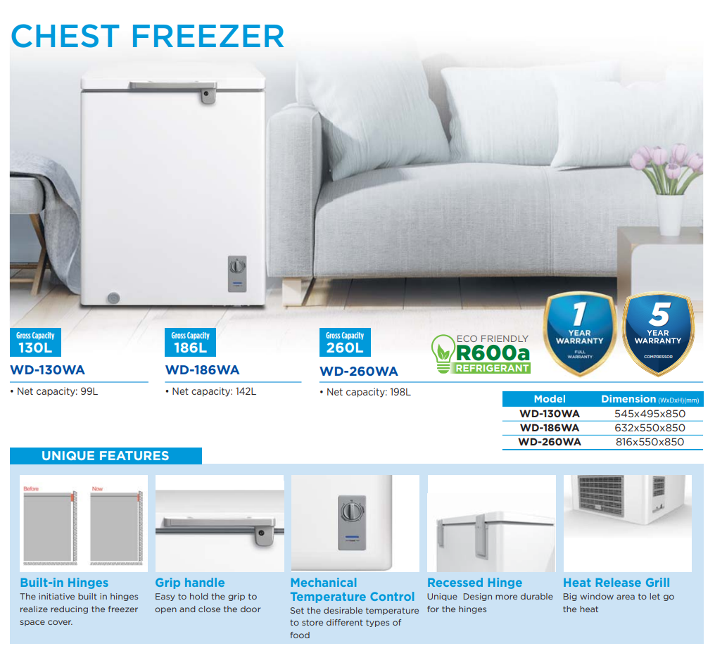 4 STAR Midea Chest Freezer 260L Peti Freezer Murah Deep Freezer Peti ...