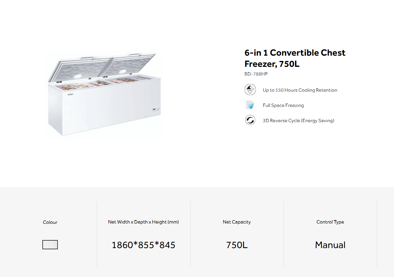 Haier Chest Freezer 750L Peti Freezer Murah Deep Freezer Peti Sejuk ...