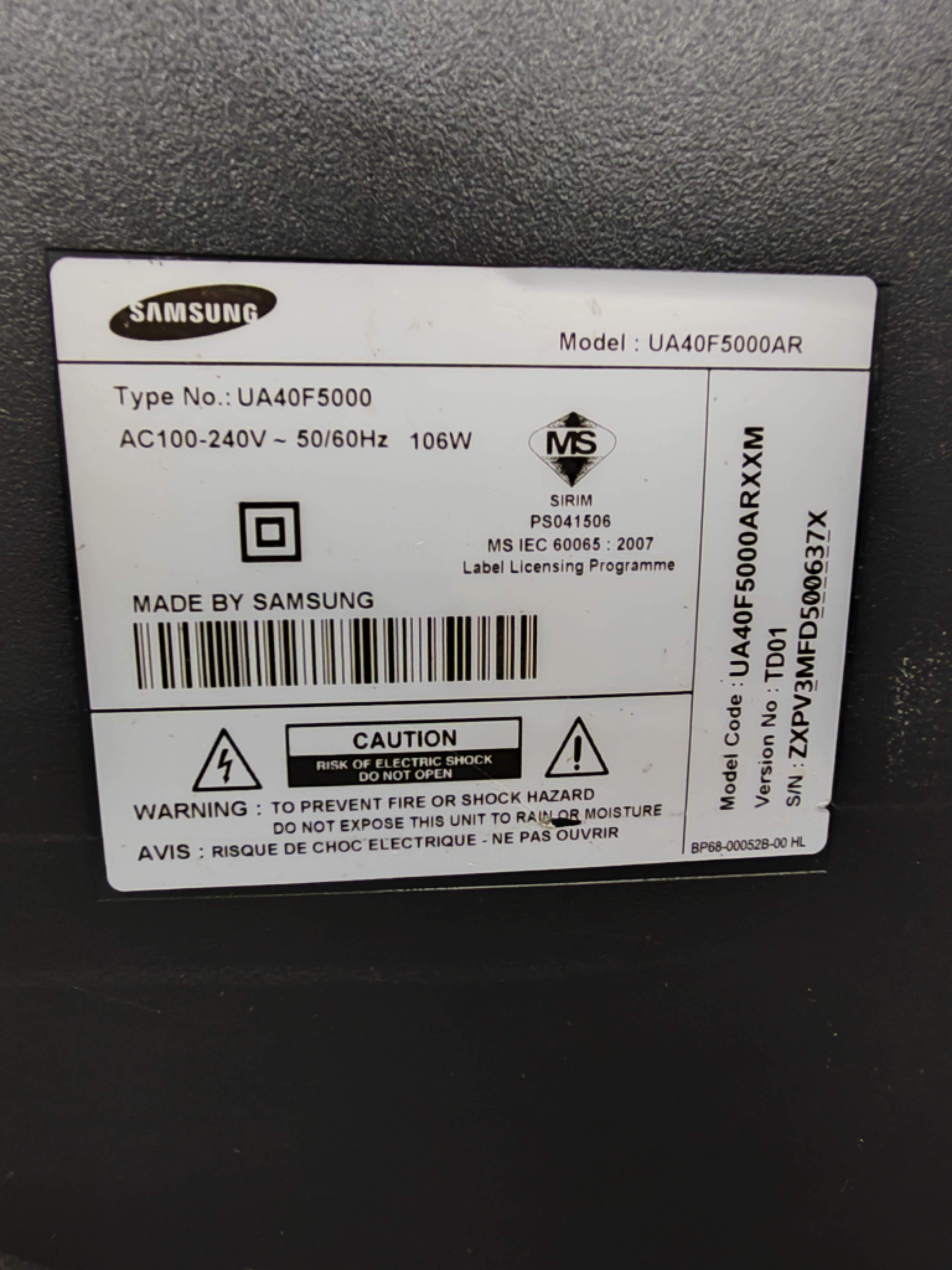 Samsung UA40F5000AR LED TV PowerBoard MainBoard T-CON | Shopee Malaysia