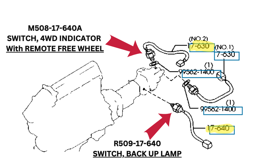 4WD SWITCH NO.2 FORD RANGER 2008" YR, EVEREST, MAZDA BT-50 2PIN M508-17 ...