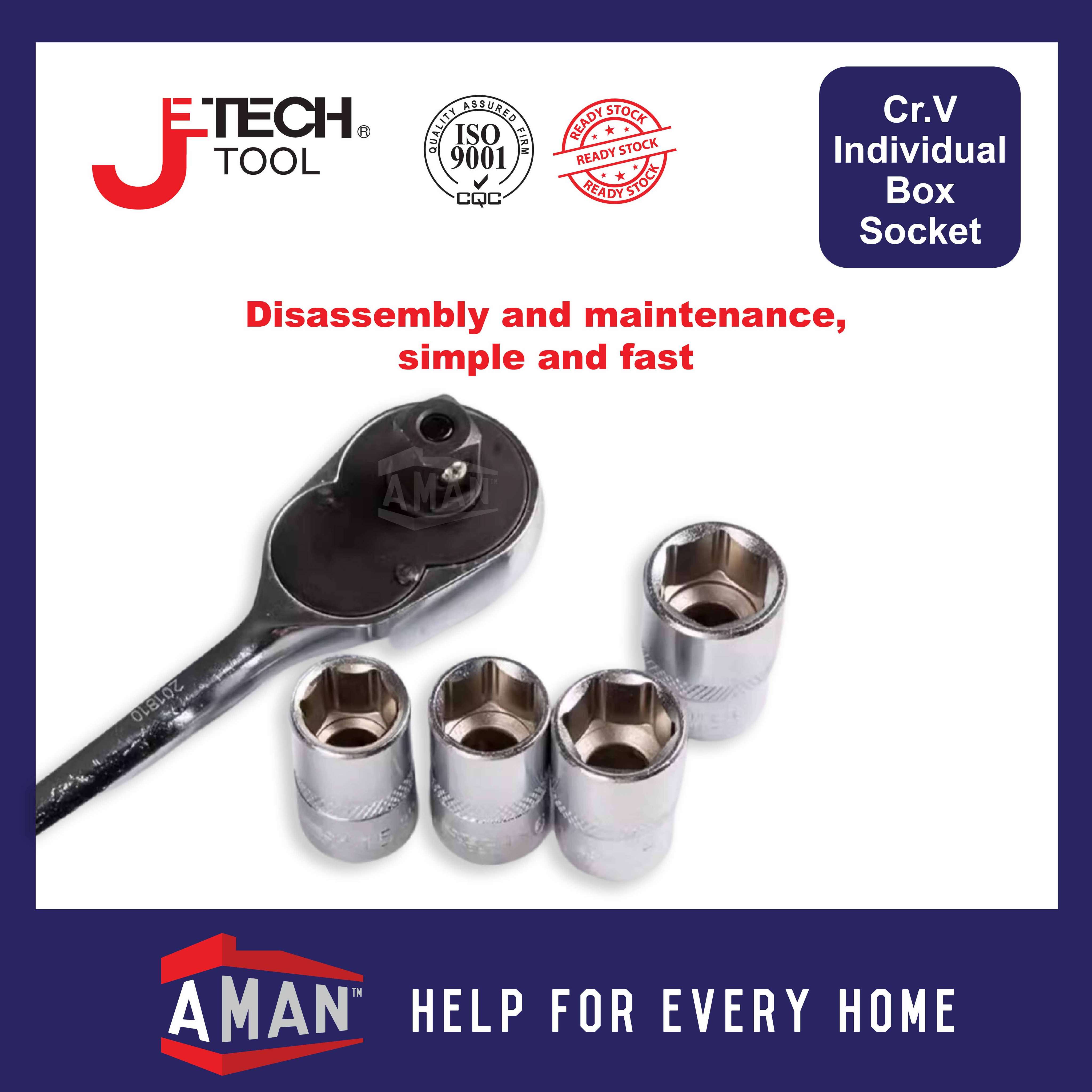 JETECH Box Socket 6 Point 12 Point 1/2" Standard Length CRV Socket Box Hex Socket Box Impact ...