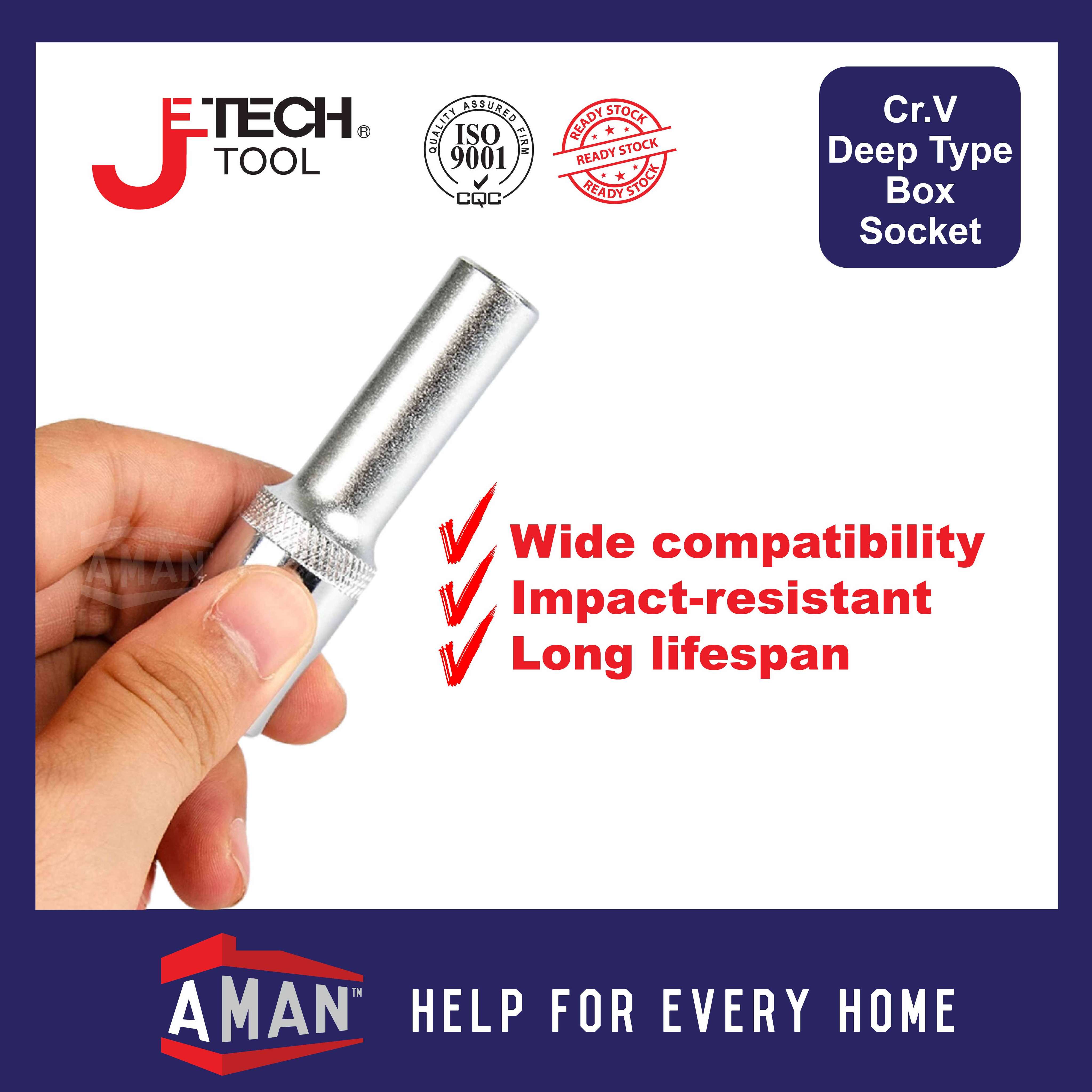 JETECH Box Socket 6 Point 12 Point 1/2" Deep Type CRV Socket Box Hex ...