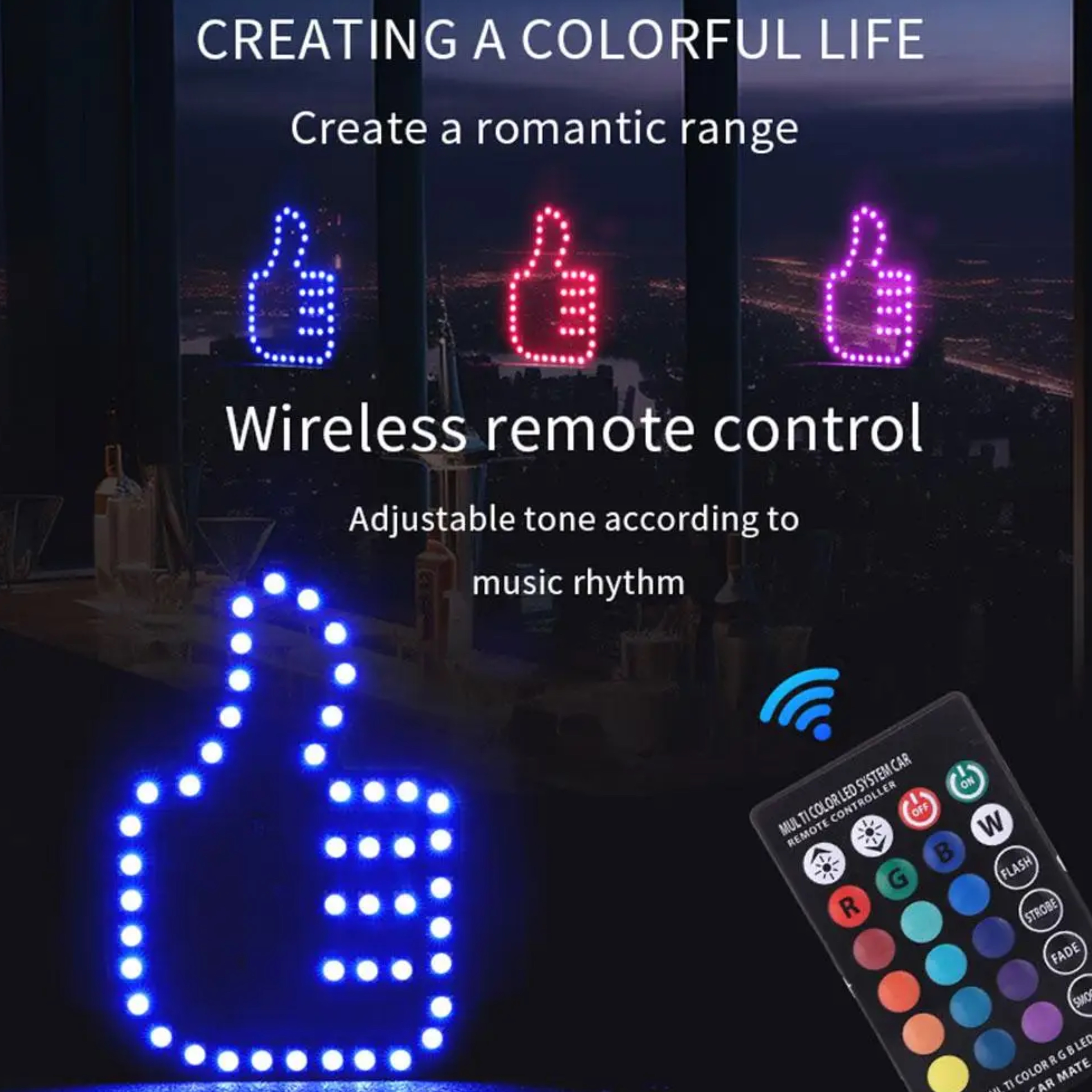 Car Led Light Middle Finger Light Funny Road Rage Signs Led Display On ...