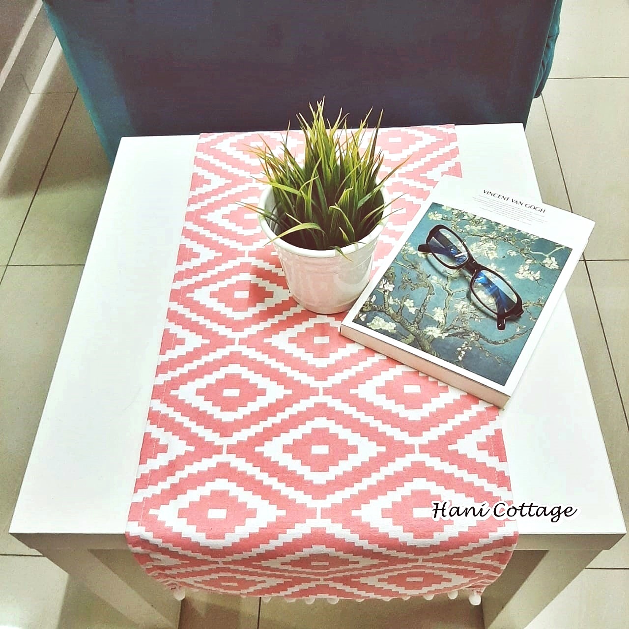 Alas Meja IKEA Lack Side Table/ Table Runner / Lappljung Ruta Pattern ...