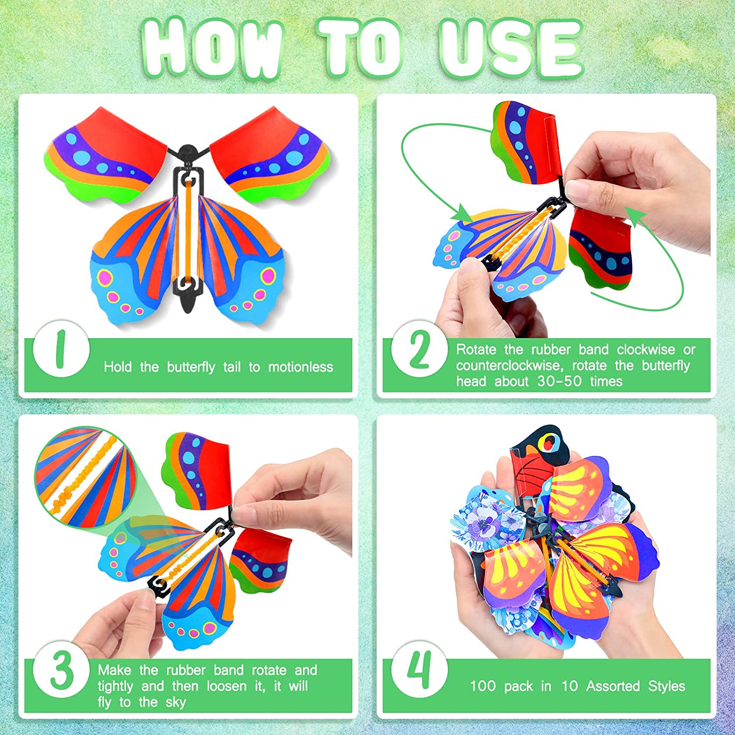 Flying Butterfly Magic Props Fly Butterfly Clockwork Rubber Band ...