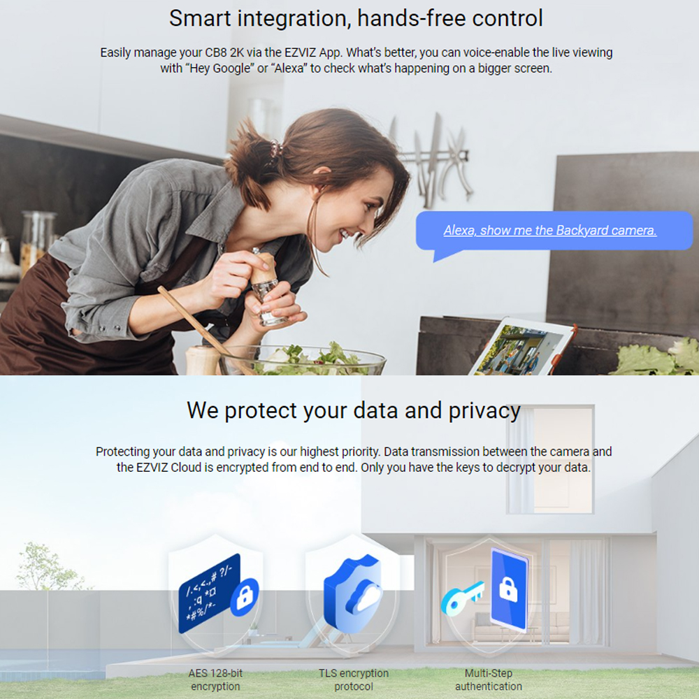 Ezviz CB8 2K 3MP 1296P Rechargeable Battery-Powered Pan & Tilt Wi-Fi Weatherproof Security CCTV ...