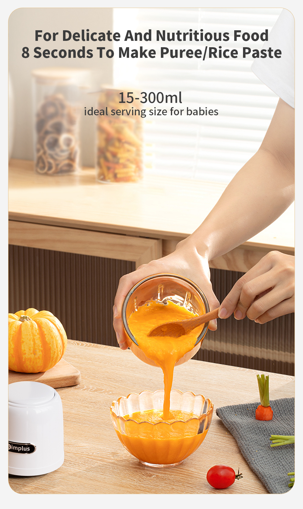 Simplus Baby Food Processor 0.3L Mini 304 Stainless Steel 200W Powerful Motor Meat Grinder ...