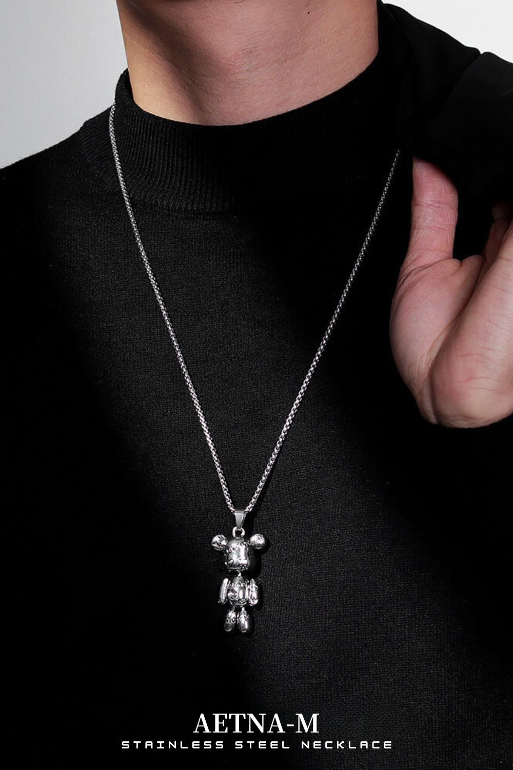 Violent Bear Punk Style Bear Stainless Steel Chain Necklace men Women ...