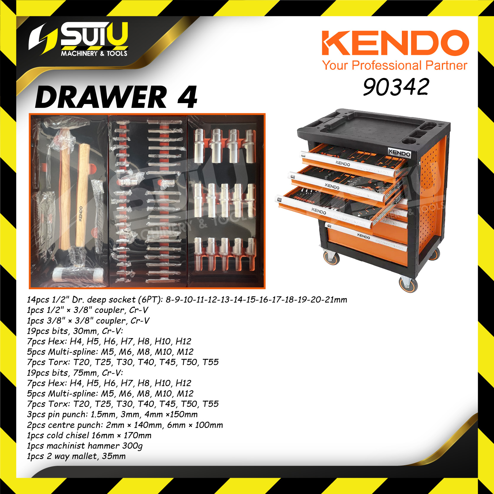 【NEW】KENDO 90342 179PCS 7 Drawers Trolley Tools Set / Set Alat Trolli ...