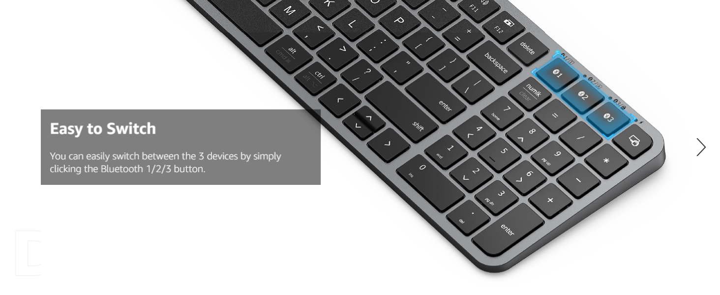 iClever BK20 Bluetooth Keyboard, Wireless Keyboard with Numeric Keypad, Multi-Device ...