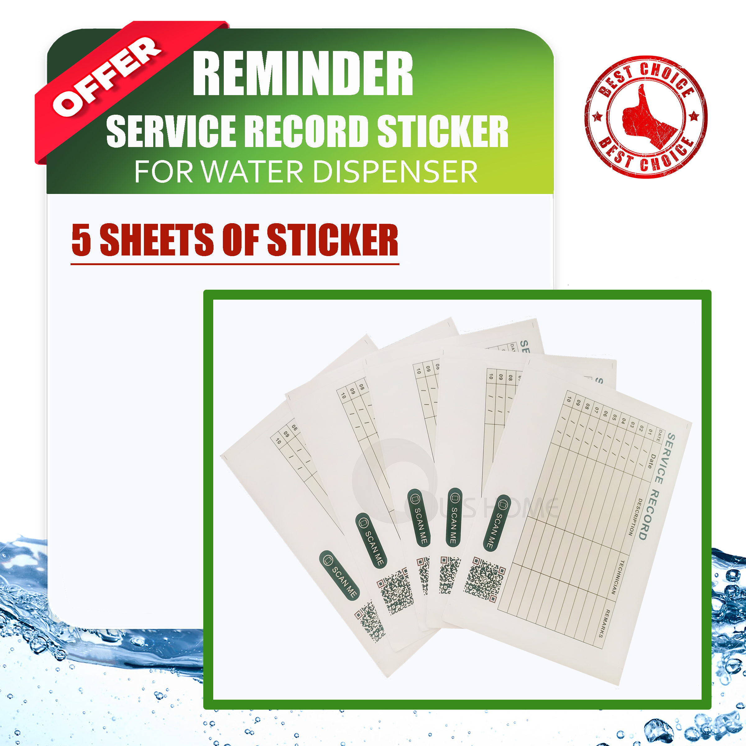 Service Sticker For Water Dispenser - Penapis Air Sticker - Filter ...