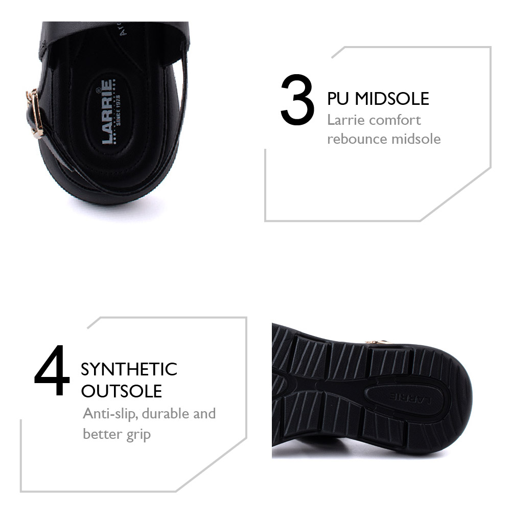 LARRIE Sandal Perempuan BLACK Buckle Strap Selipar - L82307-CV01SV-1 ...