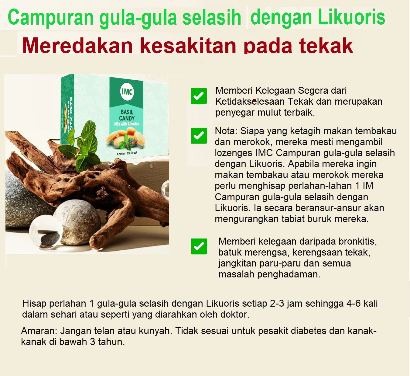 IMC Basil candy mix with Licorice IM Campuran gula-gula selasih dengan ...