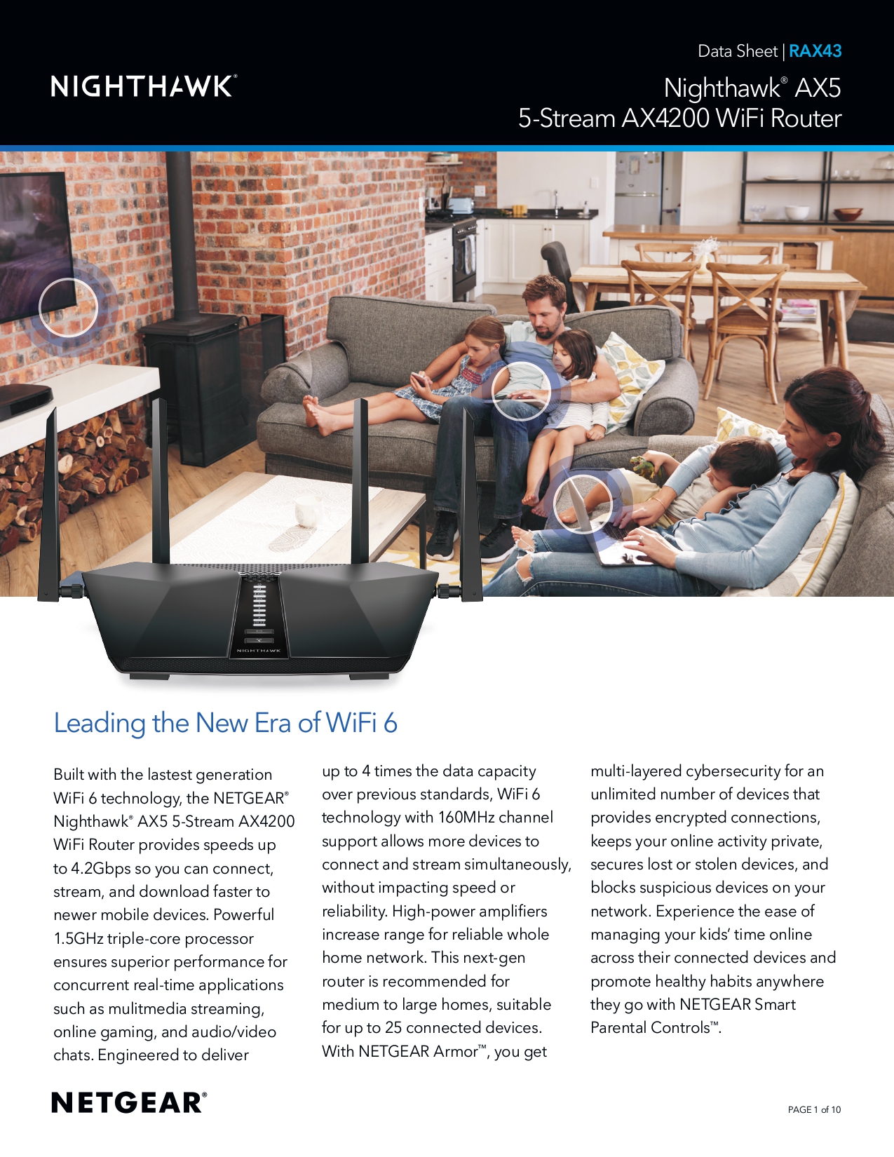 NETGEAR Nighthawk 5-Stream Ax4200 Wi-Fi 6 Router RAX43-100EUS | Shopee ...