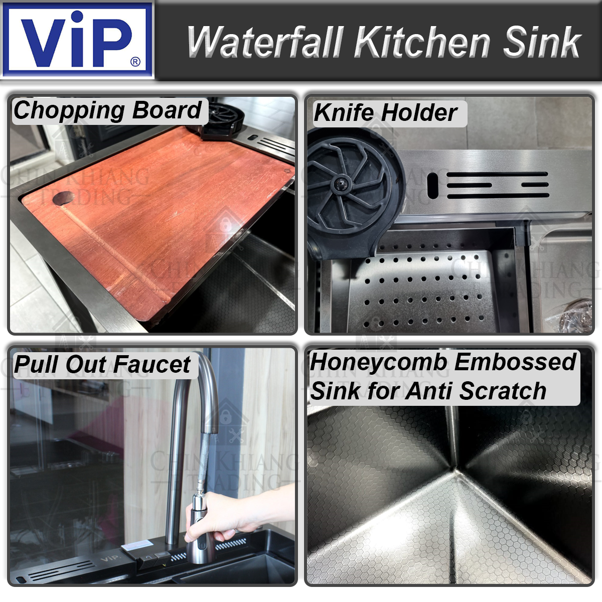 ViP Waterfall Kitchen Sink SUS 304 Stainless Steel Single Bowl Sink ...