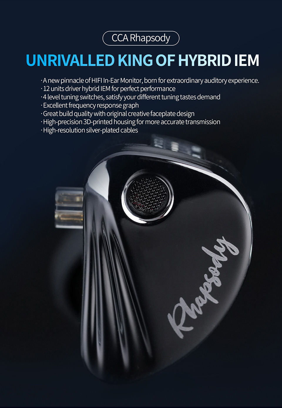 CCA Rhapsody 2DD+4BA Hybrid IEM HiFi In Ear Earphone Wired Earbuds With ...