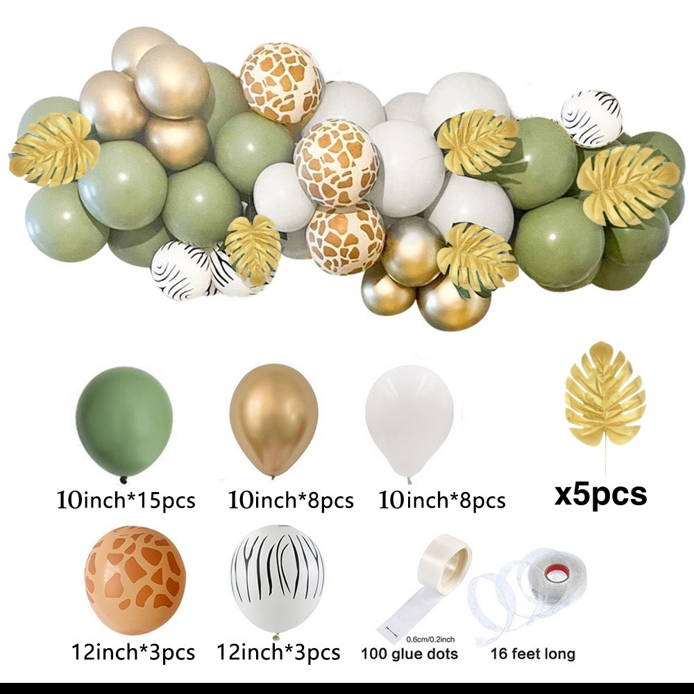 44pcs Animal Theme Balloon Set for Boy Retro Green Birthday Party ...