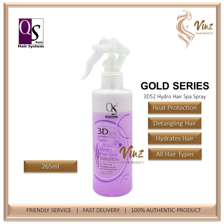 QS Beauty Gold Series 3D51/52 Hydro Hair Spa Leave In Hair Conditioner Spray - 265ml | Shopee ...