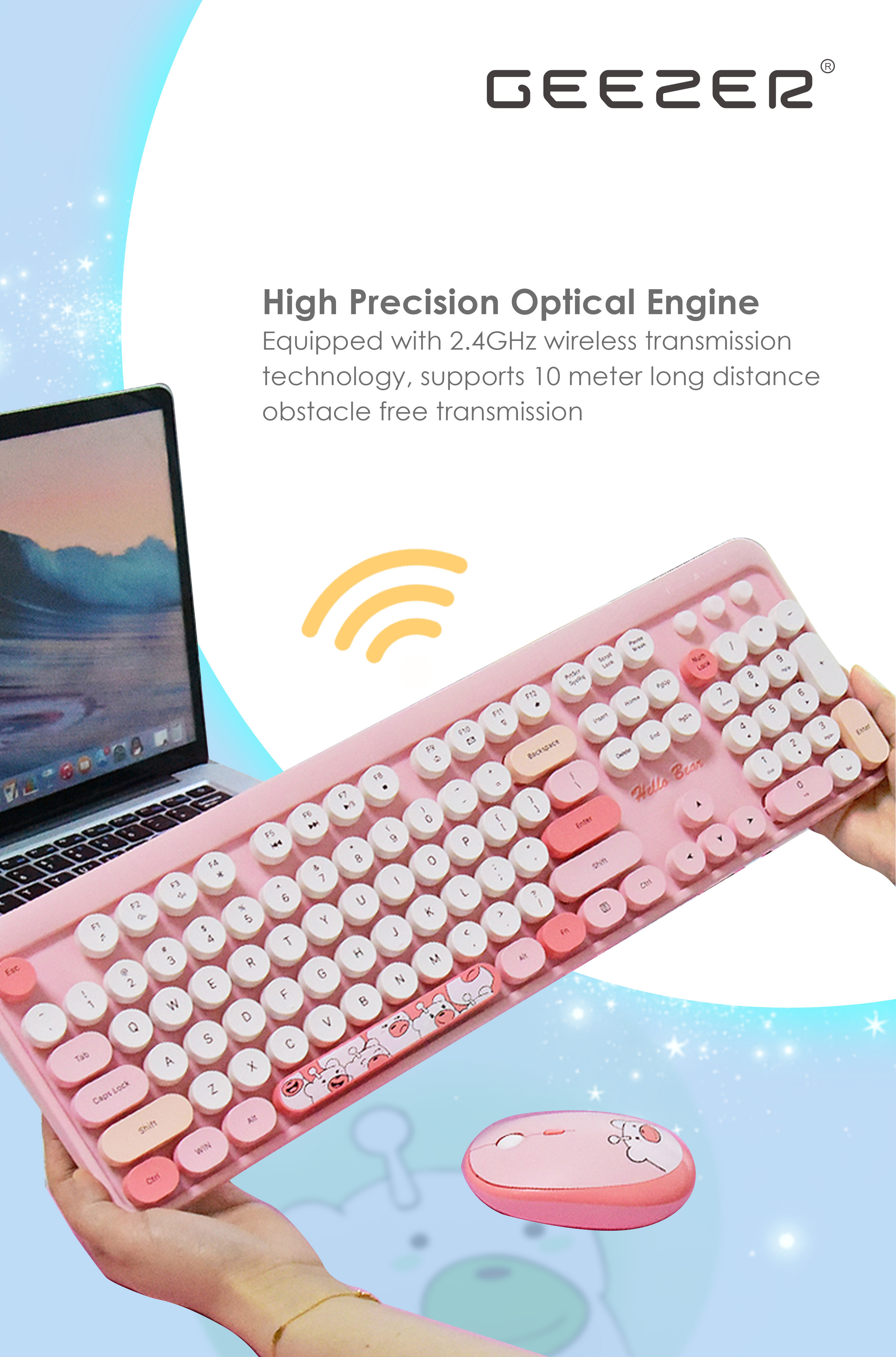 (1 Yr Warranty) Geezer Hello Bear 2.4Ghz Wireless Keyboard & Mouse Combo Set | Shopee Malaysia