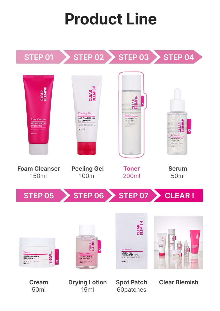 NEXTBEAU Clear Blemish Toner 200ml | Korea Skincare Breakout Acne ...