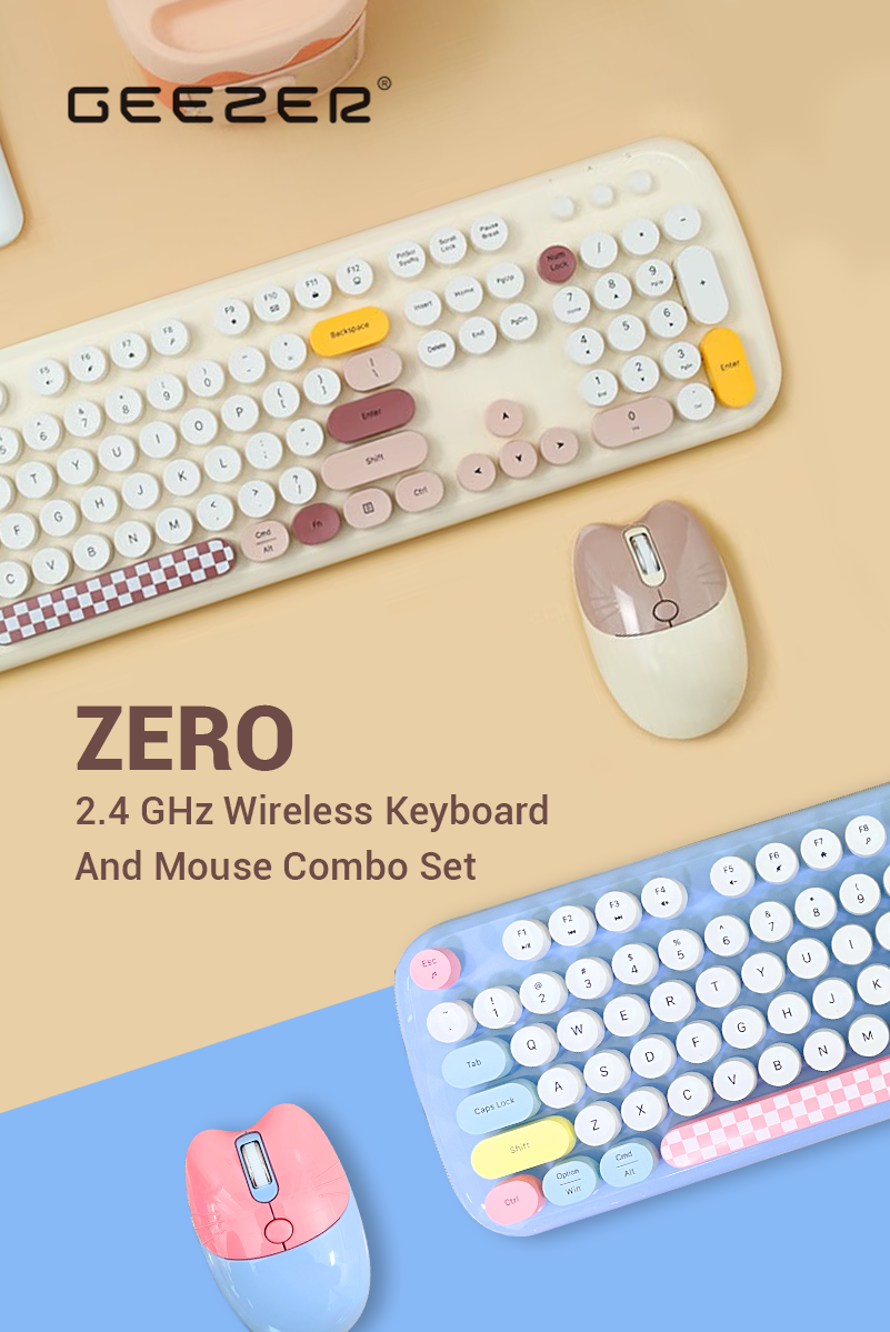 (1 Yr Warranty) Geezer Zero 2.4Ghz Wireless Keyboard & Mouse Combo Set ...