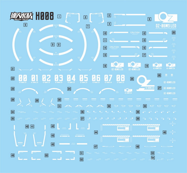 (Master) Waterslide Decal - HG 1/144 OZ-06MS Leo Model Kit Water Sticker H008 里奥力奥高达 高达水贴 Dalin ...