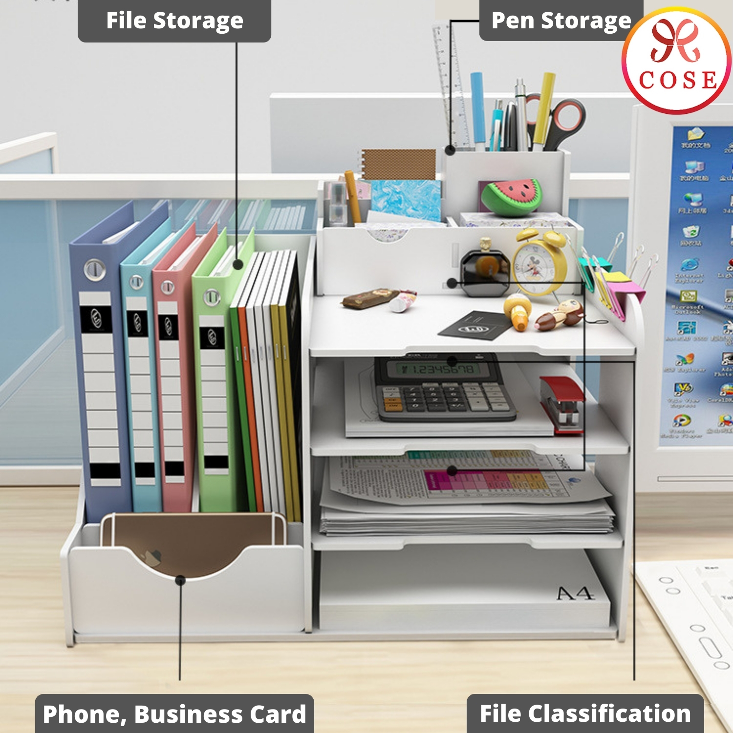 COSE Document Rack Office Table Storage File Organizer Document Rak A4 ...