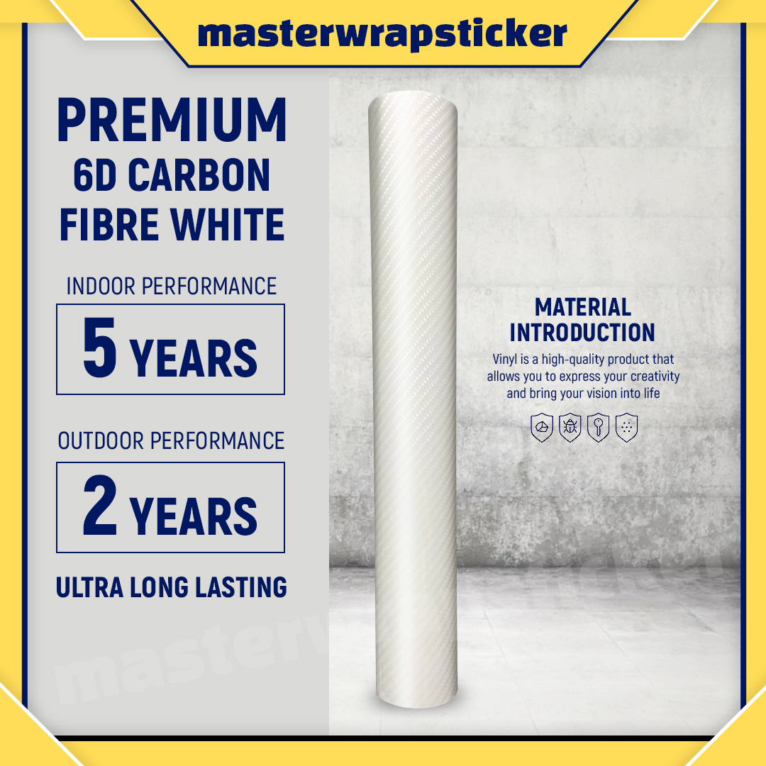 CAR CARBON FIBER STICKER WHITE GLOSS WRAP(152CM-CUSTOM)sticker kereta ...