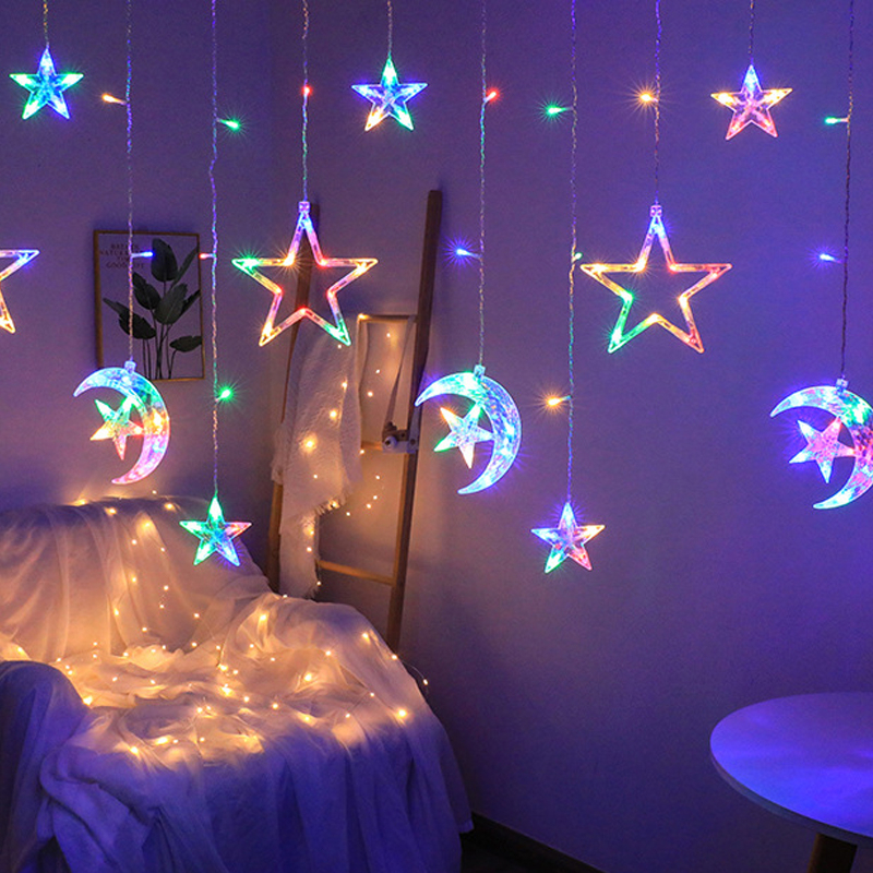 Star Moon LED Curtain Garland String Light EID Mubarak Ramadan ...