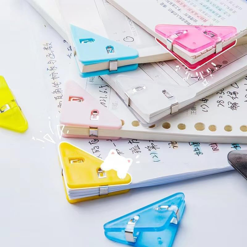 Colorful Triangle Paper Clips Side Corner Clamp Clipper Pages File ...