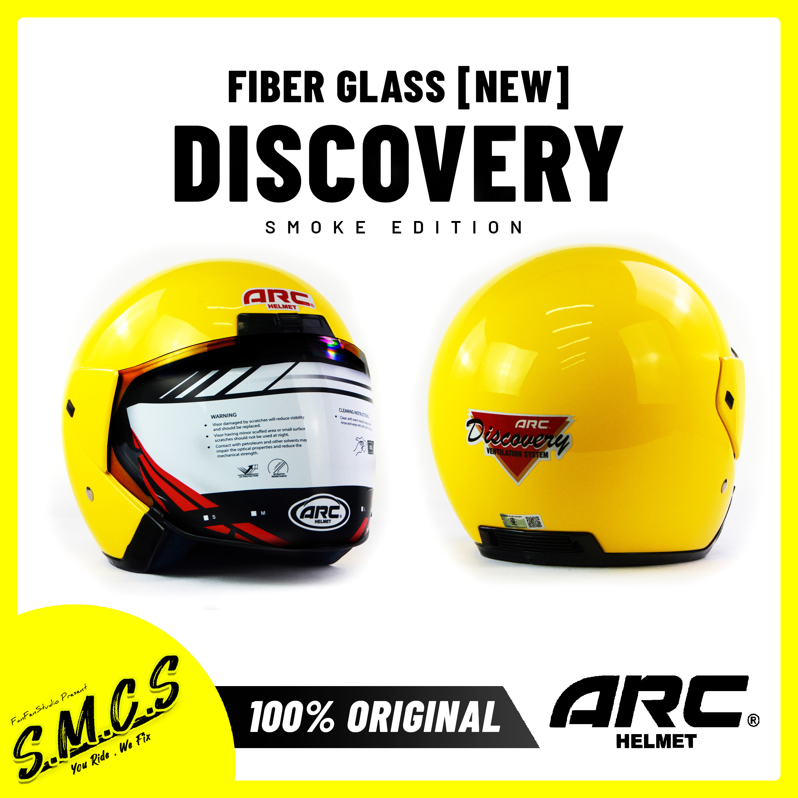 ARC DISCOVERY Siap Black Visor With Rubber Helmet FIBER GLASS [𝟭𝟬𝟬 ...
