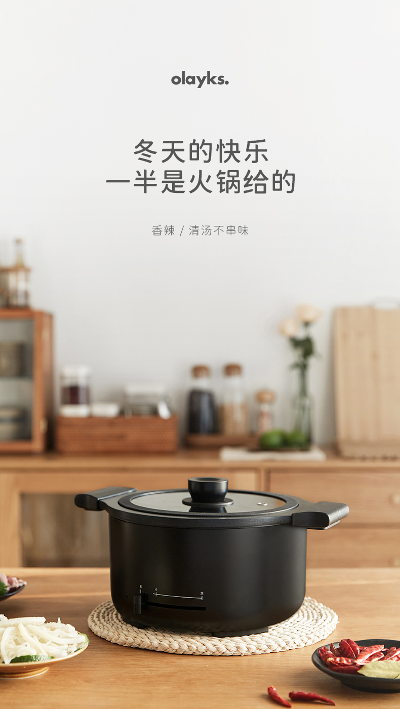 Olayks Electric Detachable Cooker Dual Side Steamboat Hotpot Cooker 2.5L 多功能分体式电火锅 鸳鸯火锅 电煮锅 1 ...