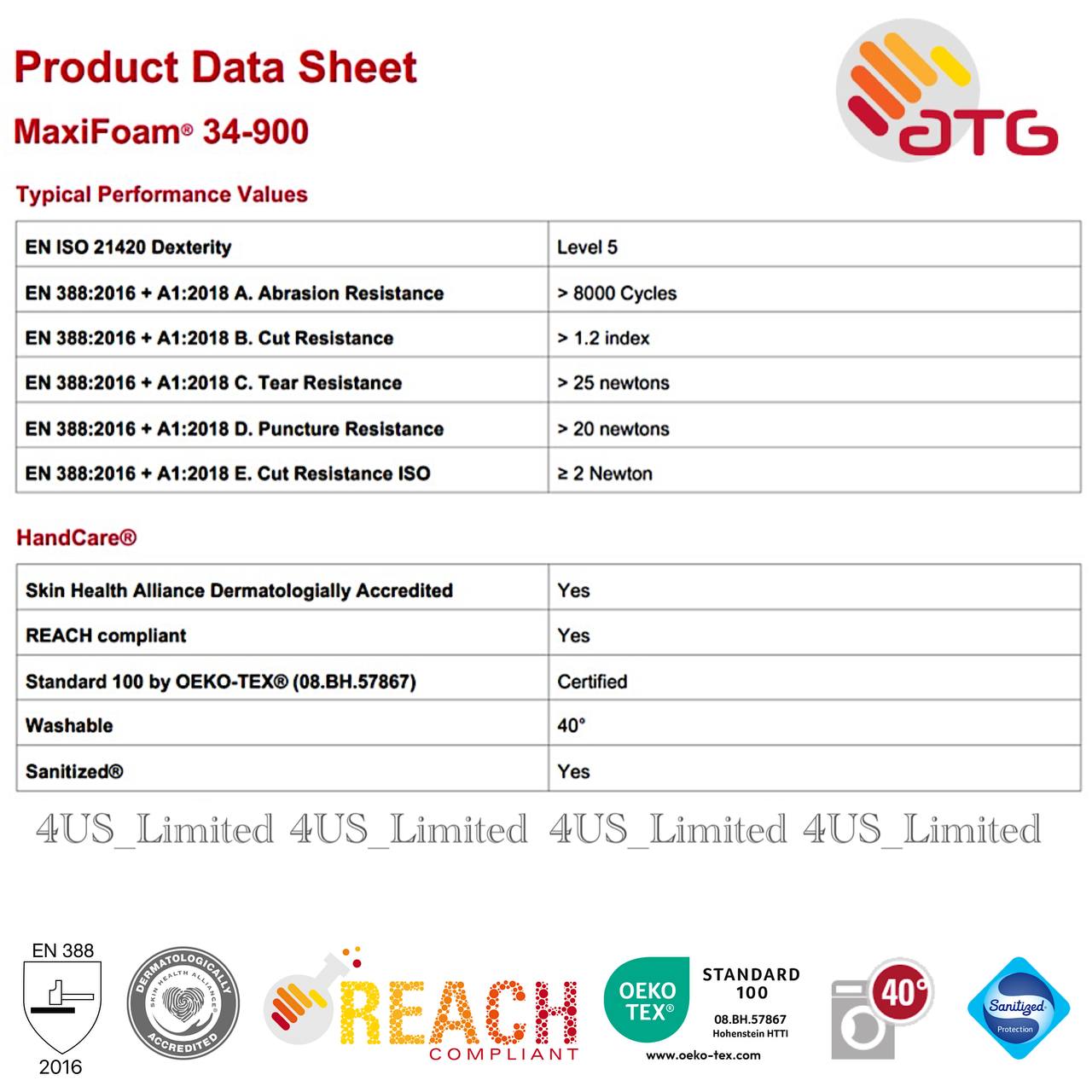 MaxiFoam LITE 34-600 & 34-900 Safety Gloves | Mechanical work gloves | Dry/Dirty environment ...