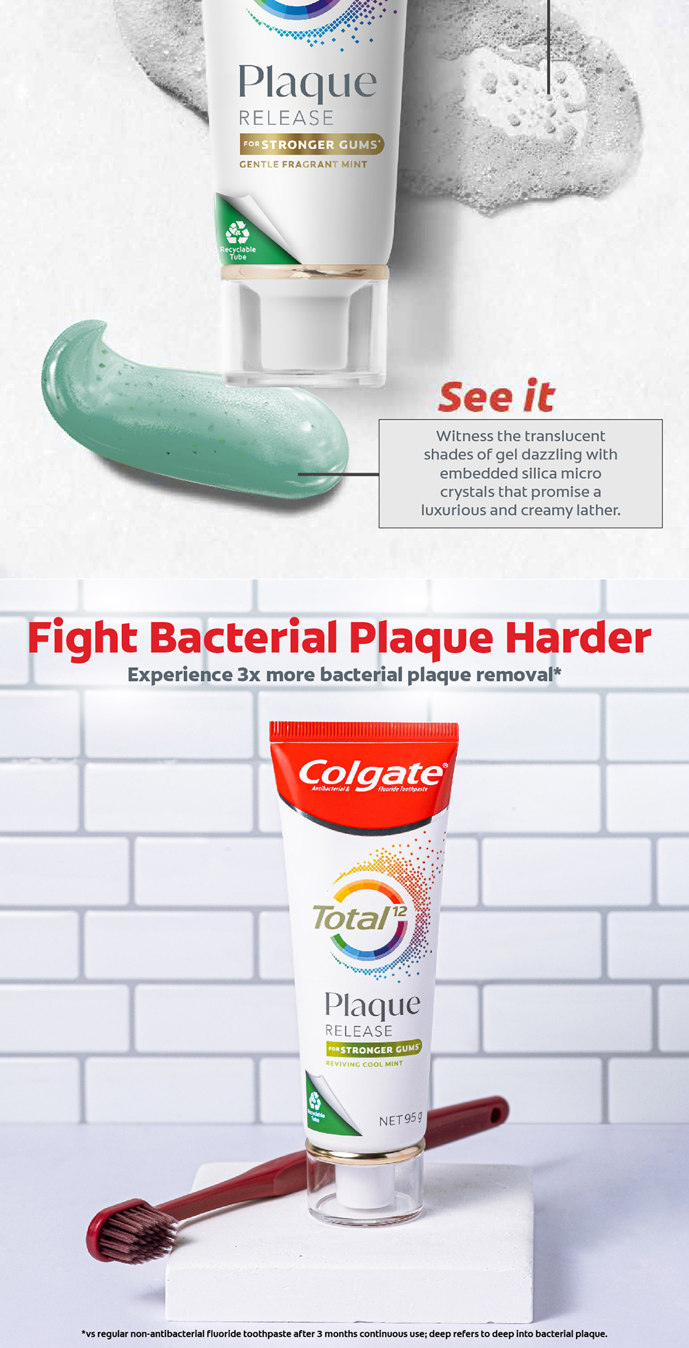 Colgate Total Plaque Release Gentle Fragrant Mint Toothpaste (95g ...