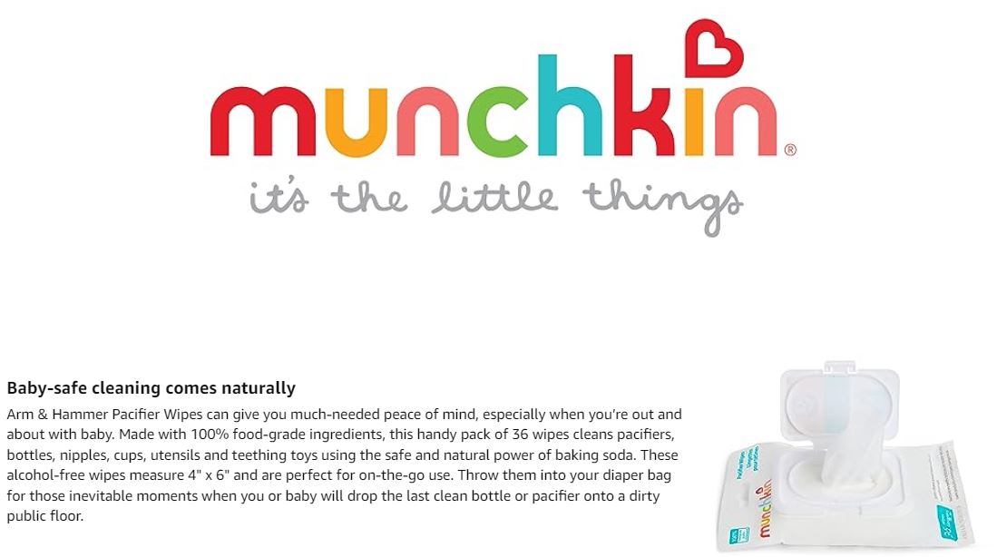 Munchkin Arm & Hammer Pacifier Wipes | Nursery Fresheners Deodorizers ...