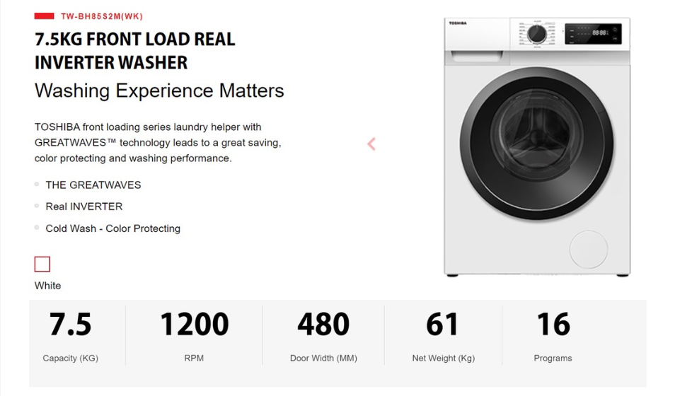 [Combo Set] Toshiba 7.5KG Front Loading Washer and 7KG Dryer Package Bundle TD-H80SEM / TW ...