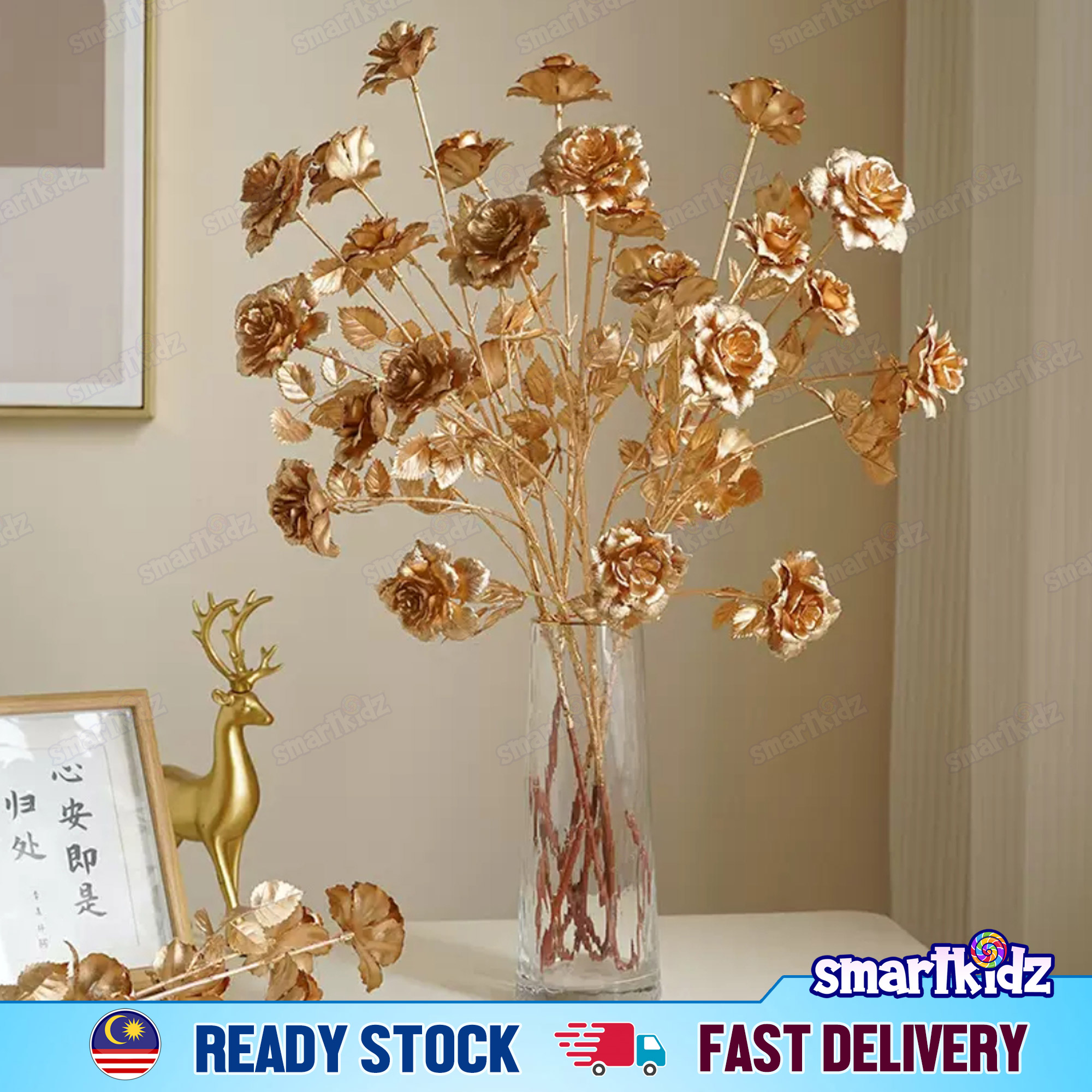 Gold Artificial Leaves & Flower CNY Decor - Lotus Ginkgo Persian ...