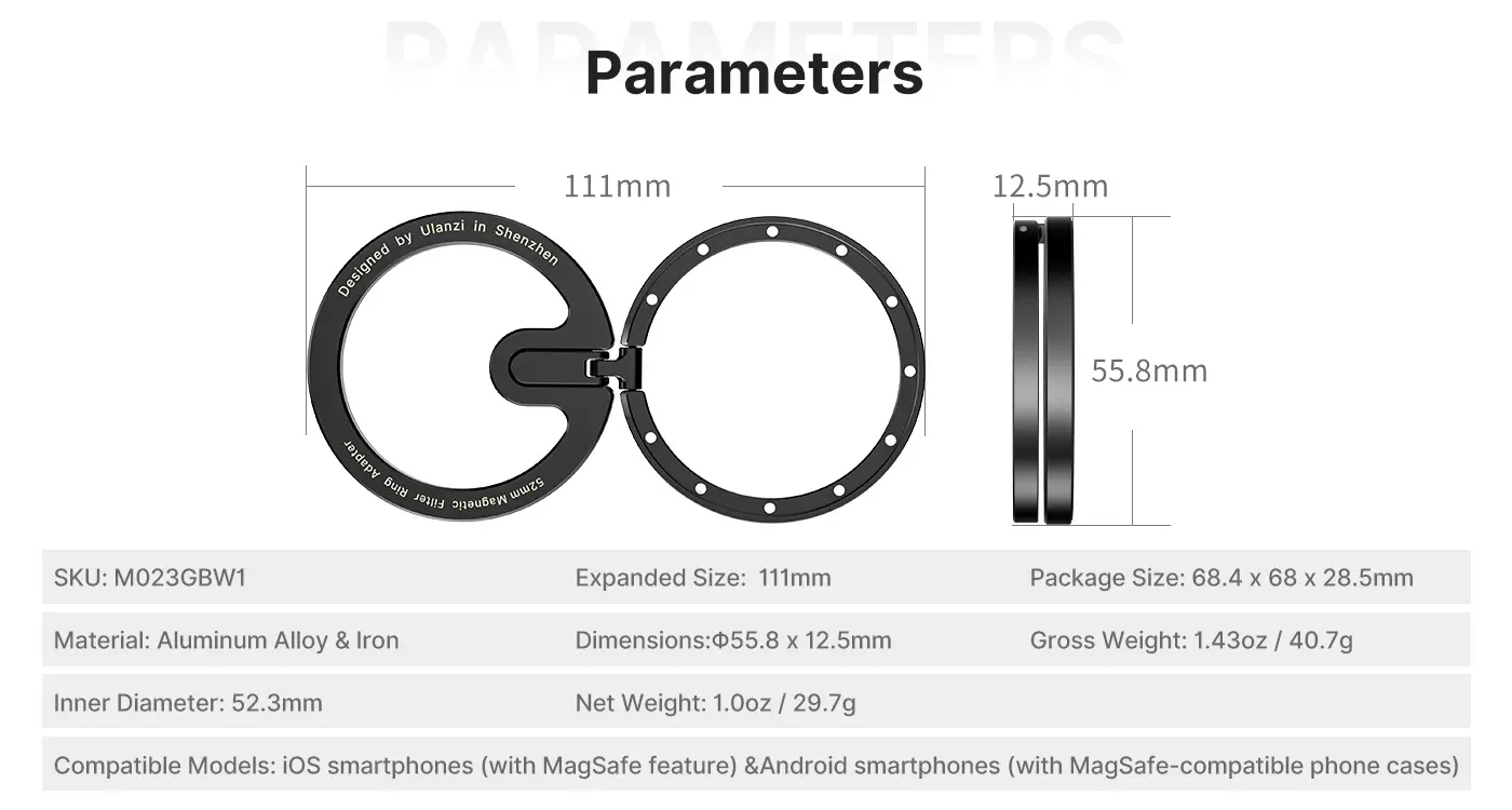 Ulanzi HP-013 52mm MagFilter Magnetic Filter Adapter Ring for ...