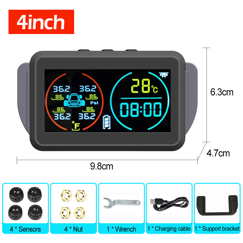 NEW tyre pressur monitoring system tpms tyre pressure 4 INCH Color ...