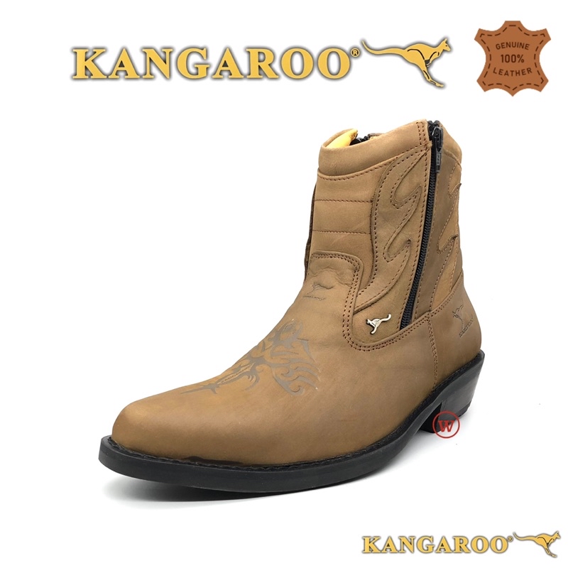 Kangaroo Men’s Premium Leather High-Cut Duo-Zip Ragen Boots Shoe ( 8370 ...