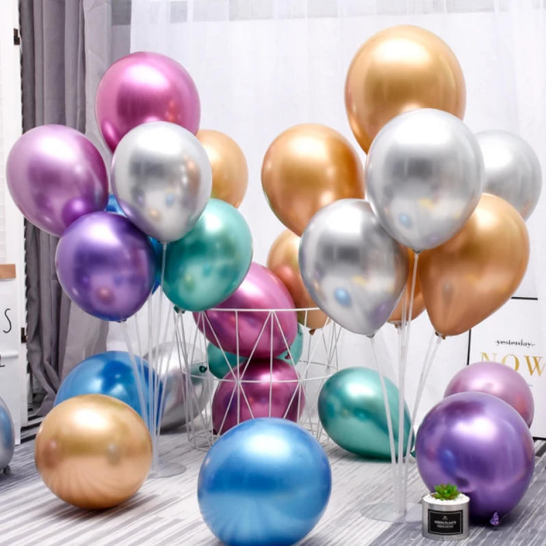 🇲🇾 5/12 inch Metallic Chrome Latex Balloon Party Stage Raya Deco Belon ...