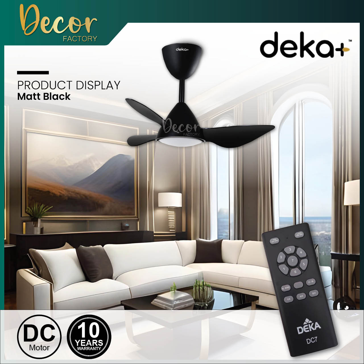 🔥NEW2024🔥 DEKA+ CROX LED 28'' 3 Blades 14 Speeds +TURBO Mode Remote ...